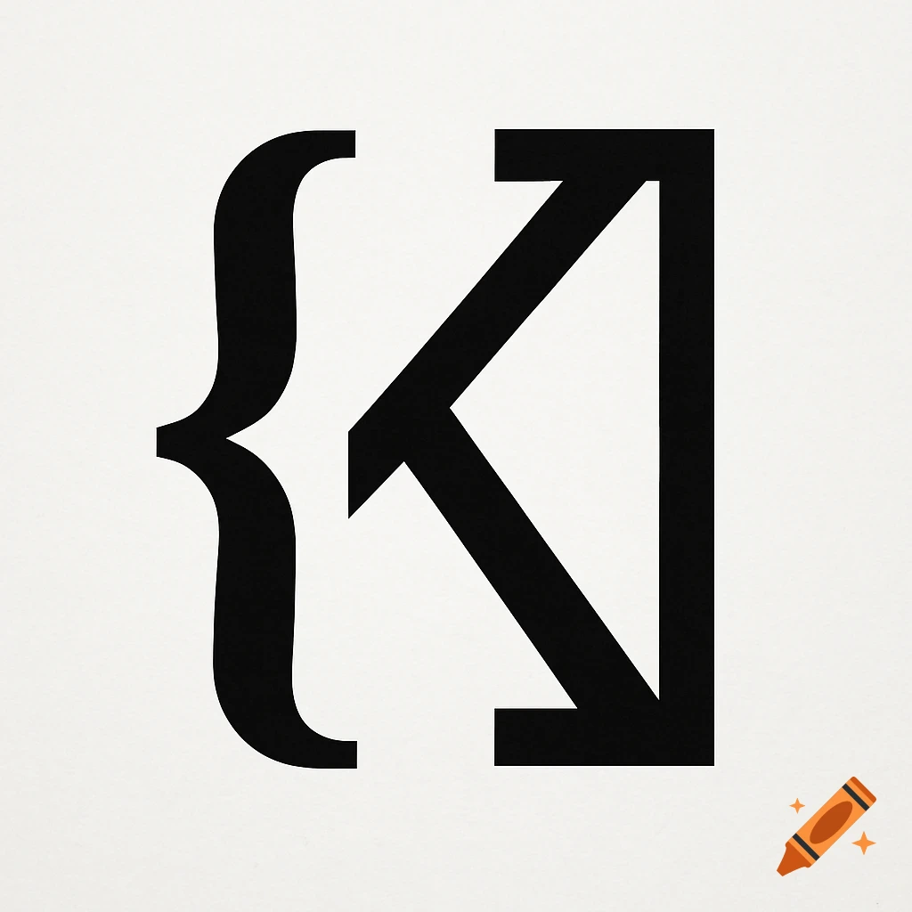Abstract graphic combining a curly brace and square bracket to form a K ...