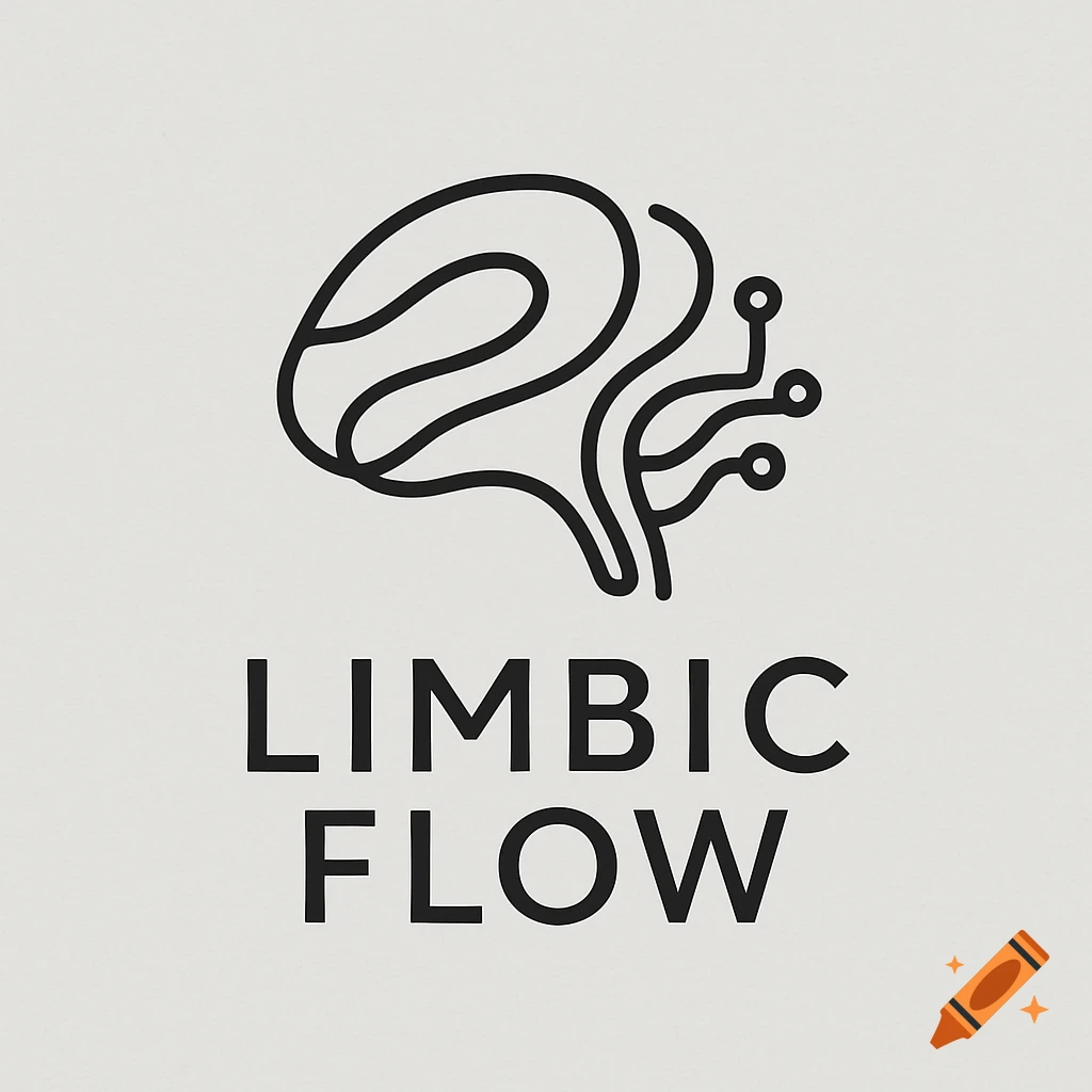 Minimalist logo with black line art of a brain connecting to circuit ...