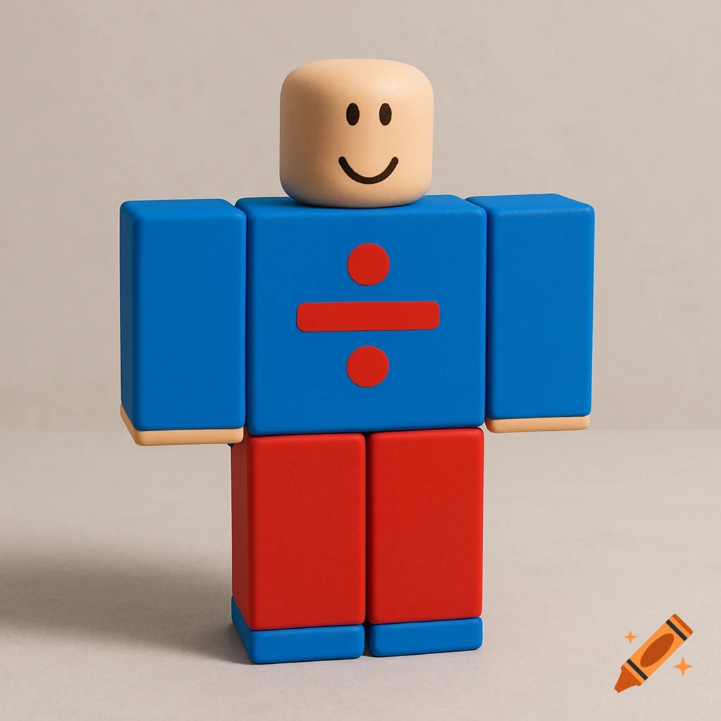 Roblox character figure with a division symbol on its chest, in blue ...