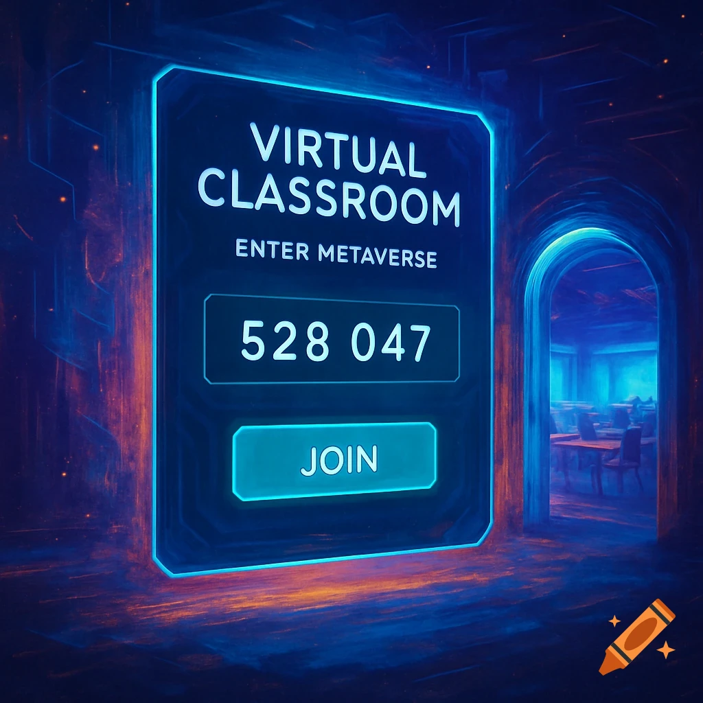 A futuristic virtual reality login screen with fields for 'VIRTUAL ...
