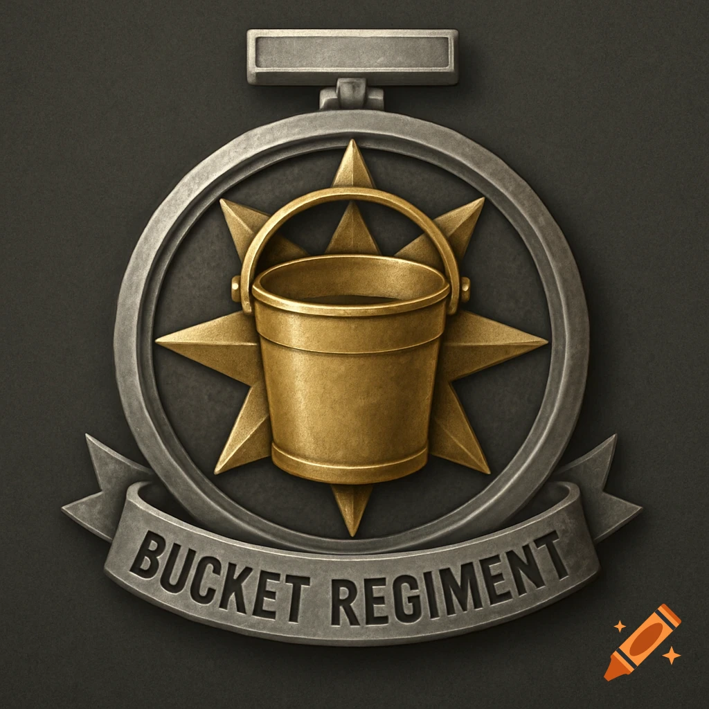 A silver and gold medal icon featuring a bucket and the text 'BUCKET ...