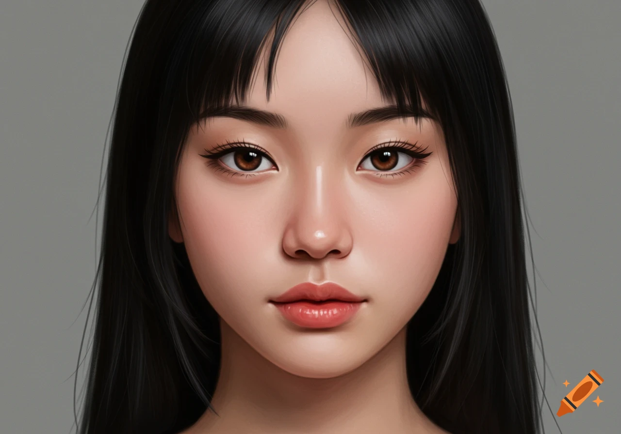 Realistic close-up portrait of an Asian woman's face on Craiyon