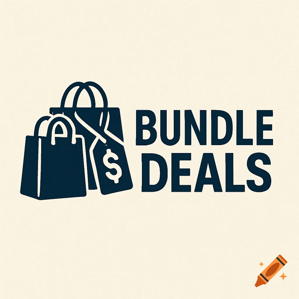 A logo with two shopping bags and a price tag, text says 'BUNDLE DEALS ...