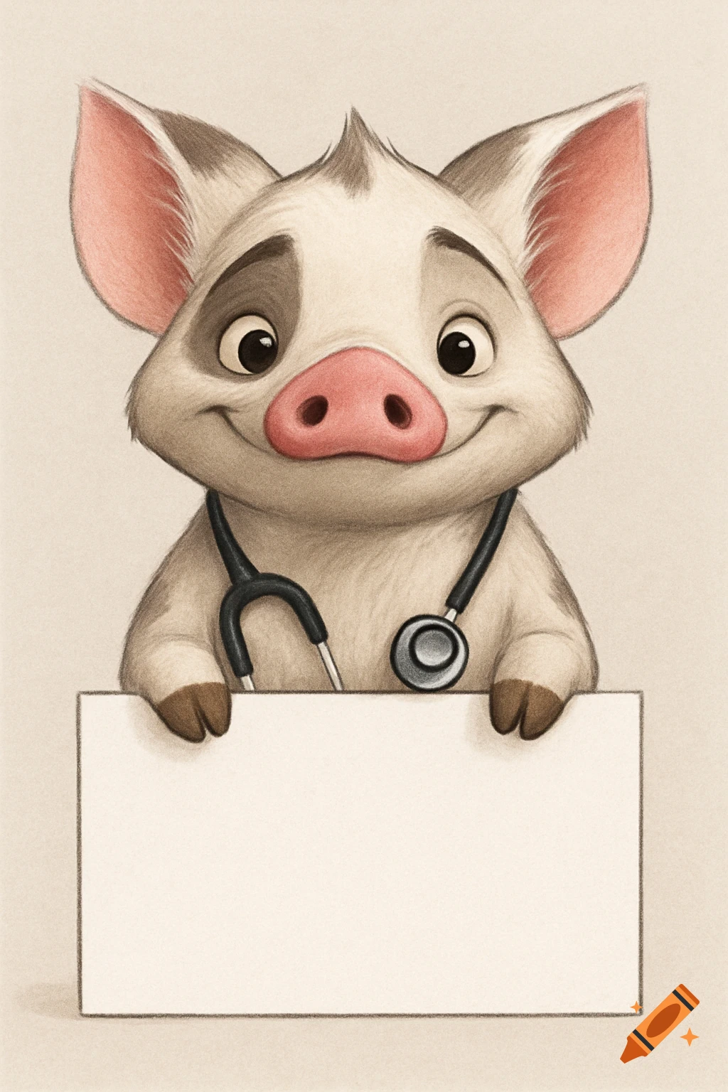 Cartoon illustration of Pua the pig from Moana wearing a stethoscope ...