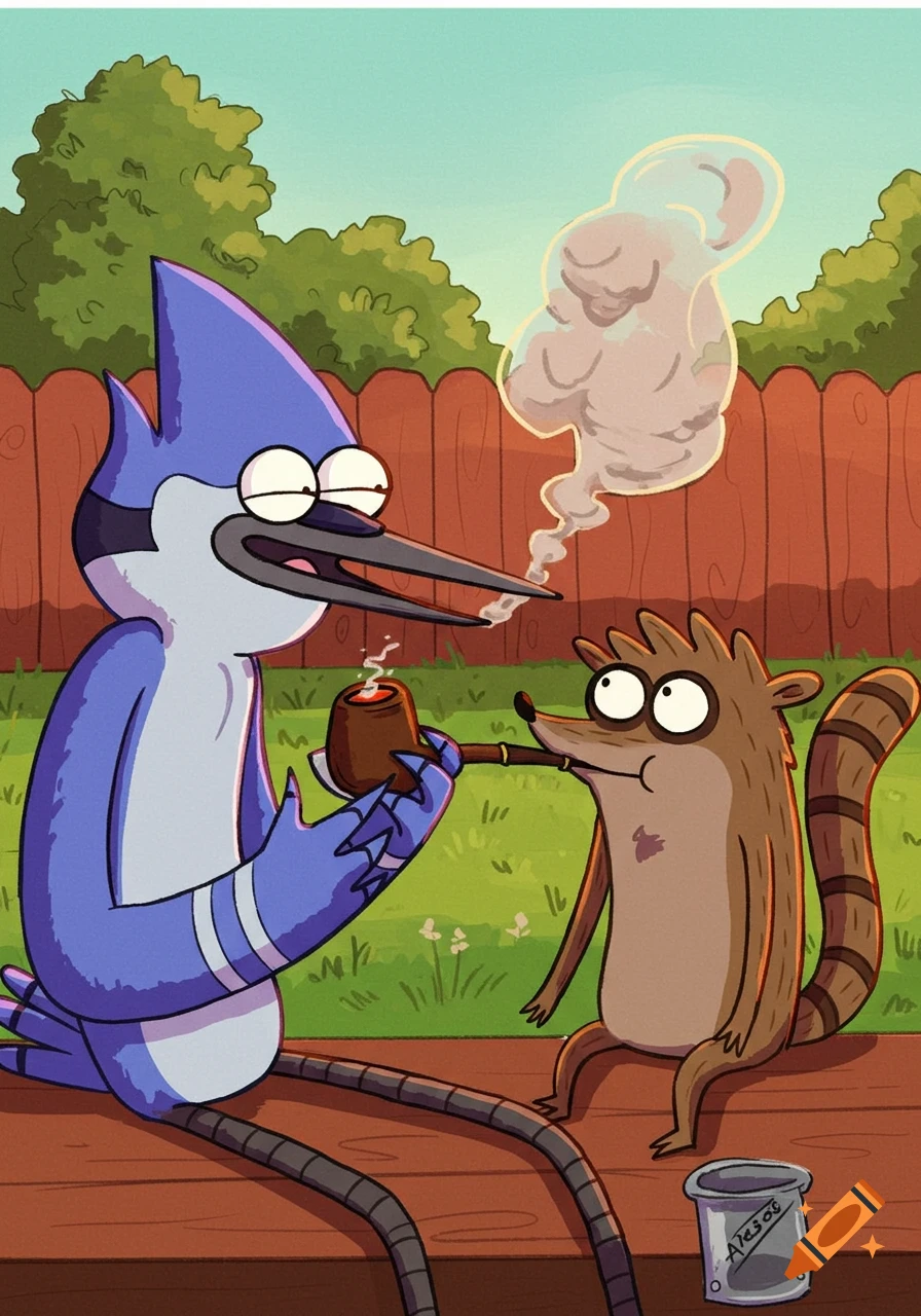 Cartoon of Mordecai the bluejay and Rigby the raccoon from Regular Show ...