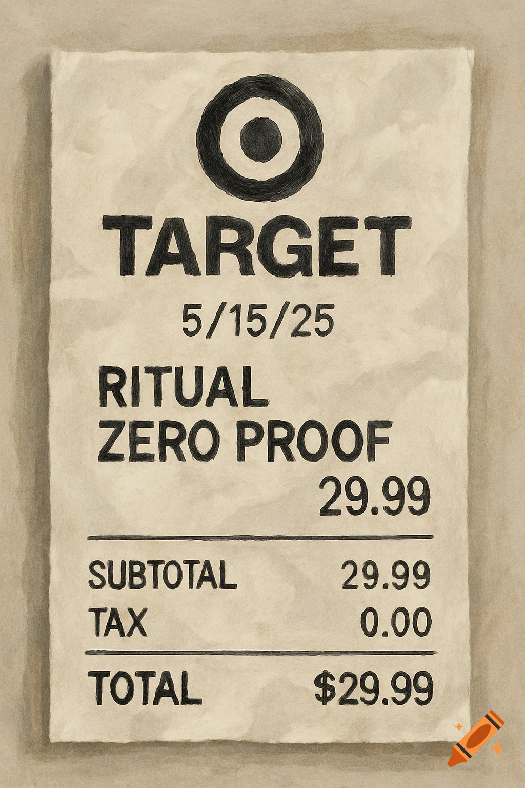 Illustration of a crumpled Target receipt showing items and prices. on ...