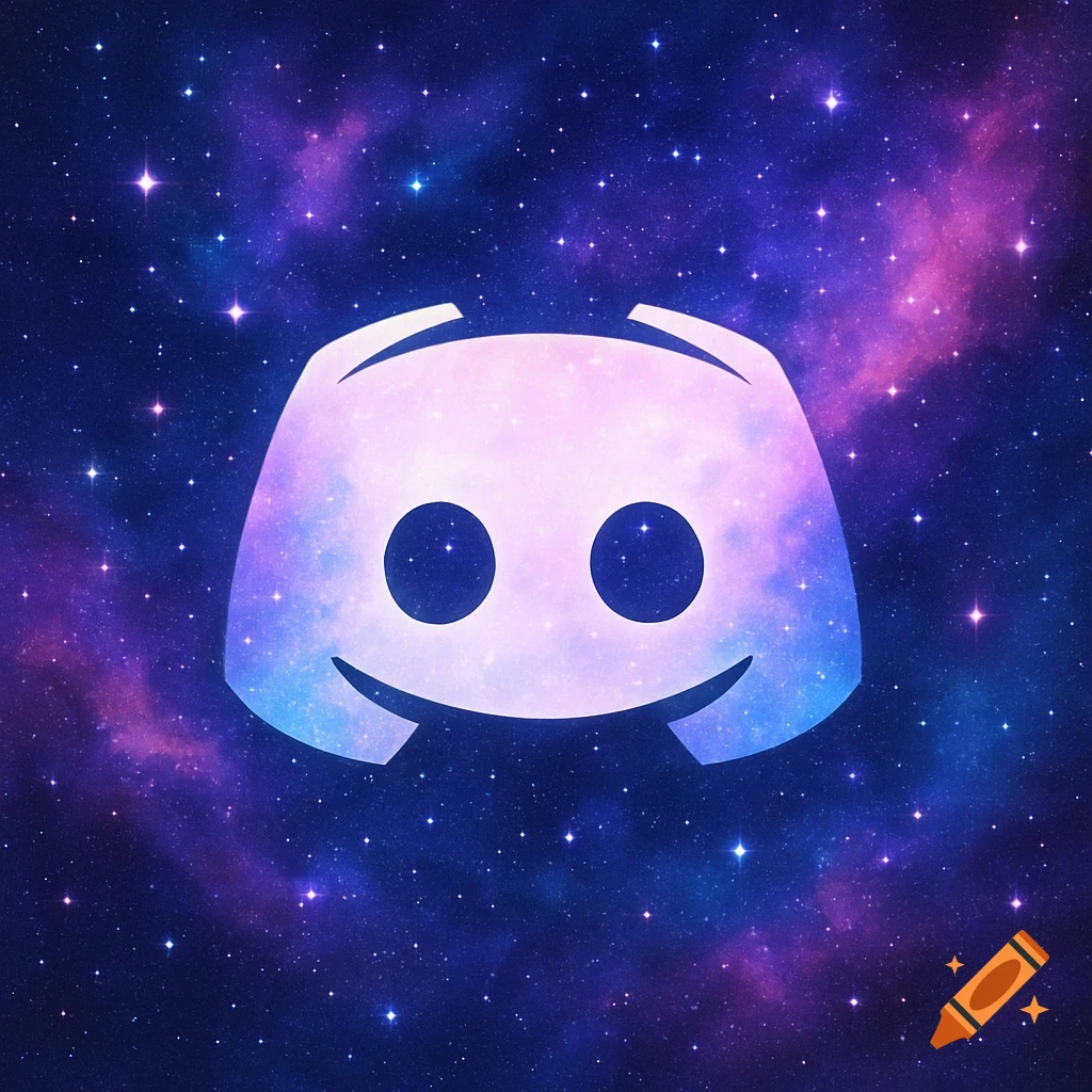 Discord logo filled with galaxy pattern against a starry space ...