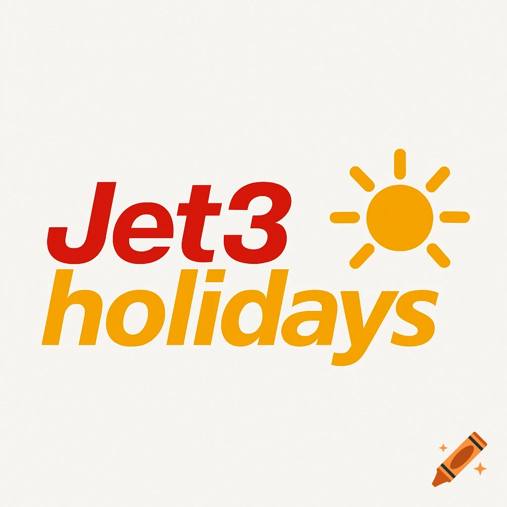 Red and orange Jet3 holidays logo with a sun graphic on Craiyon