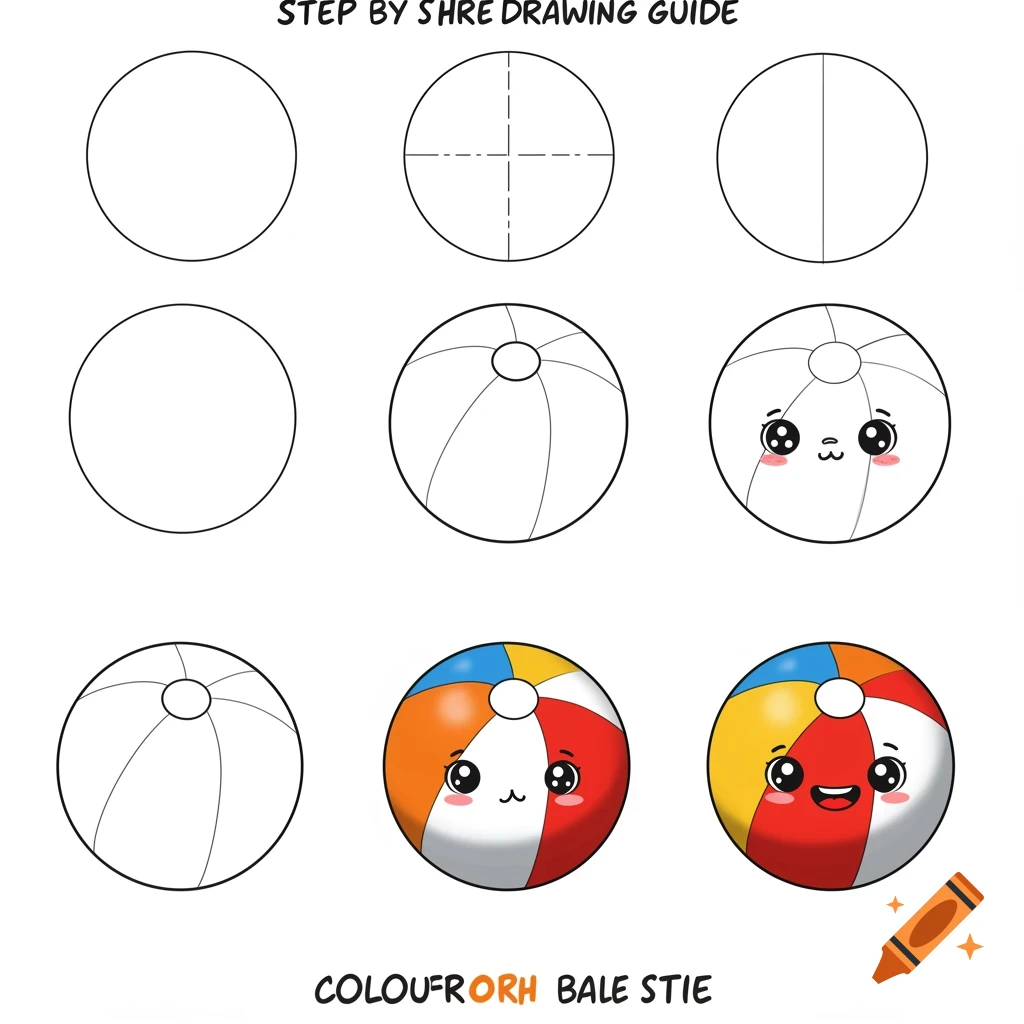 Step-by-step guide on drawing a cute beach ball on Craiyon