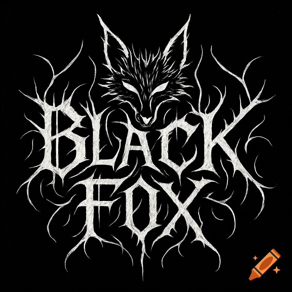 Black metal logo with fox head and text "Black Fox" on Craiyon