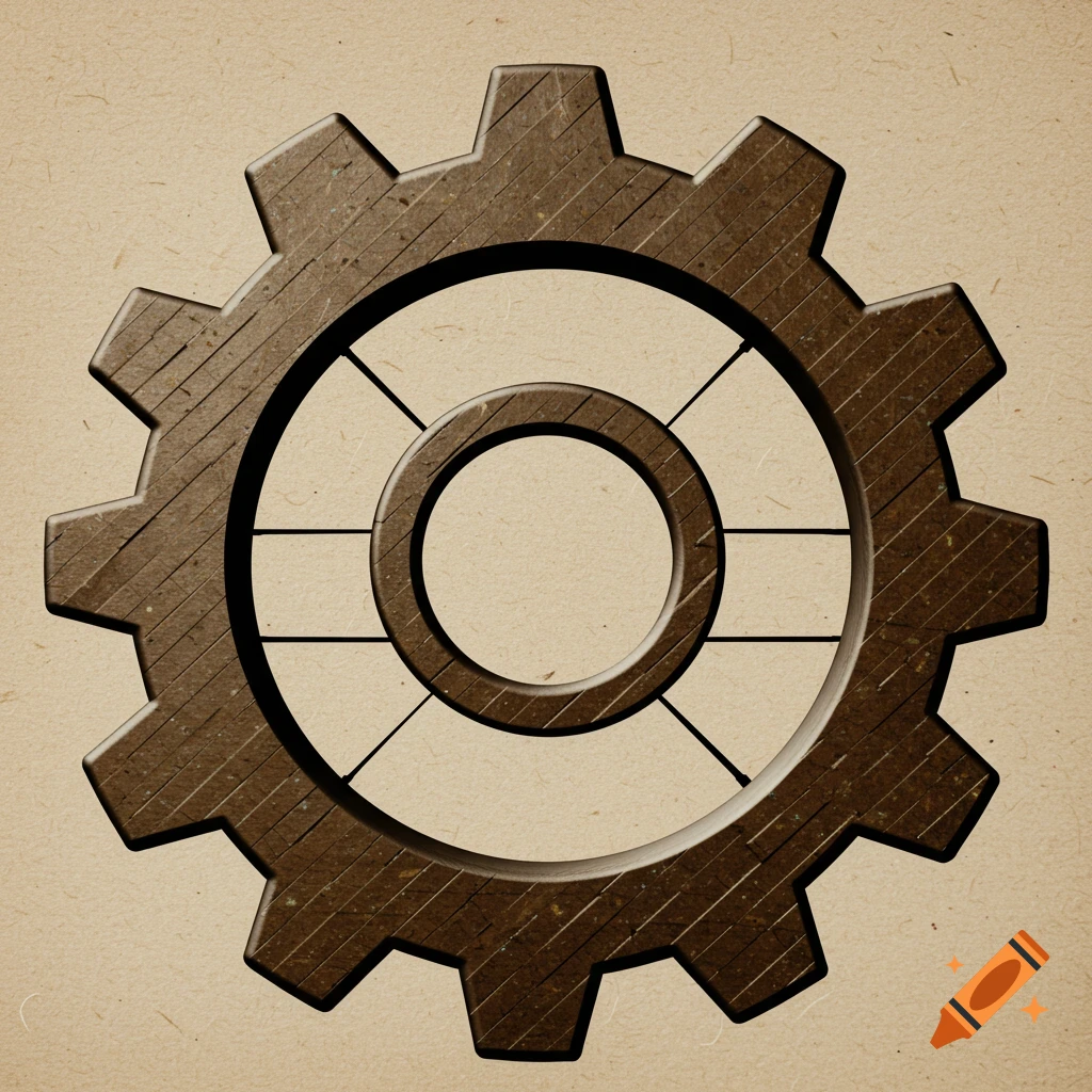 A textured mechanical cog on a brown background on Craiyon