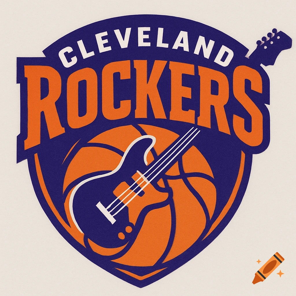 Logo for Cleveland Rockers team featuring a basketball and electric ...