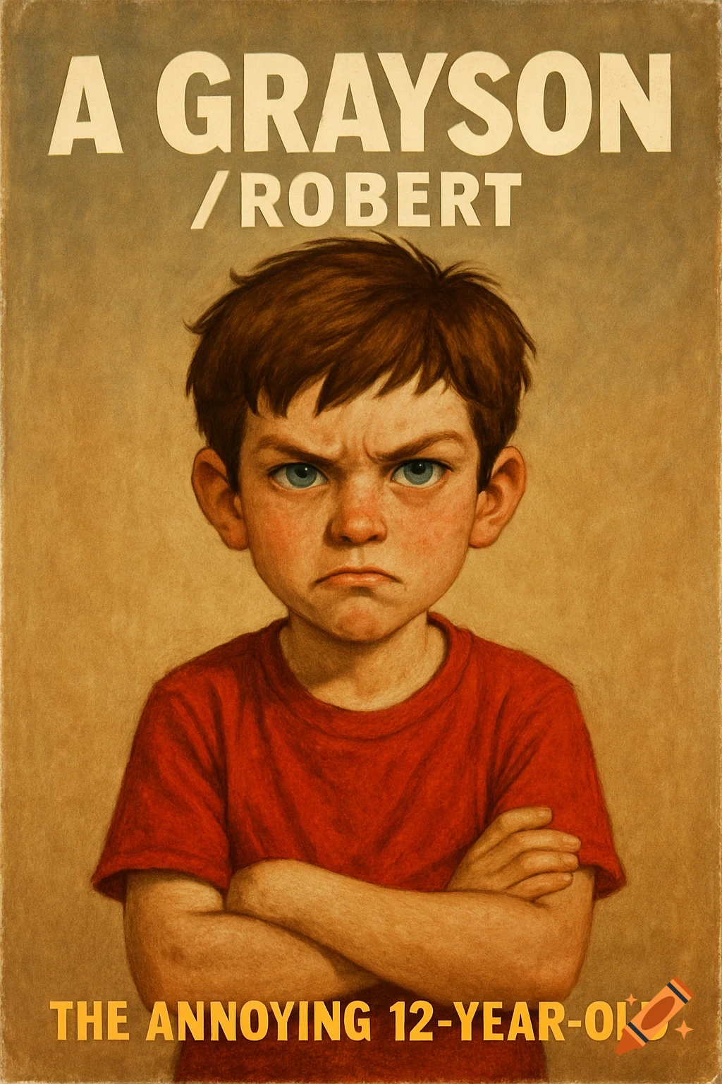 Illustration of a boy with an angry expression on a book cover with ...