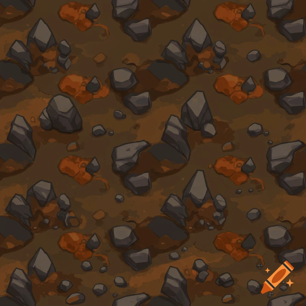 Seamless texture of rocks and dirt in a cartoon style. on Craiyon