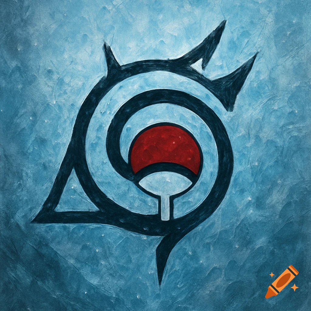 Combined Naruto village and Uchiha clan symbol in a painterly style on ...