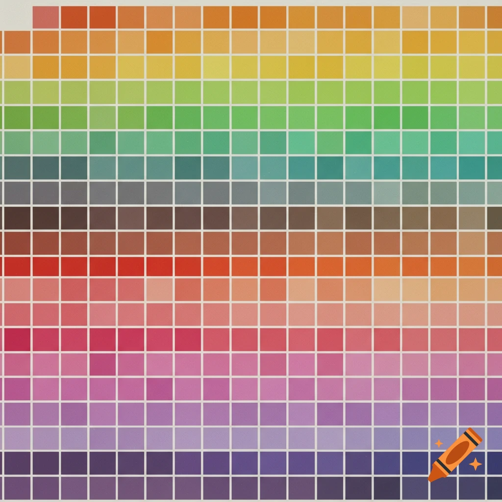 A grid of color swatches arranged in rows. on Craiyon