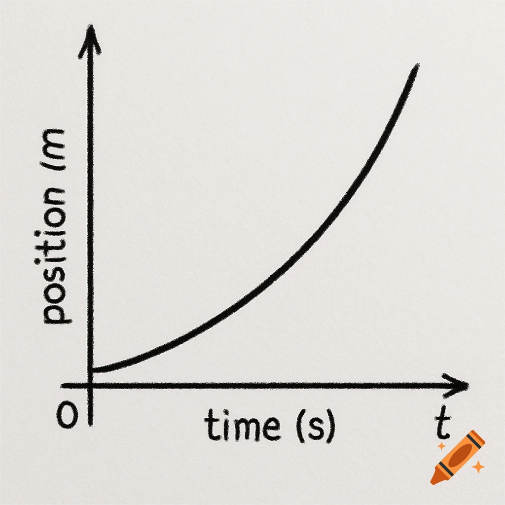 Position vs time graph with a curve starting at origin and increasing ...