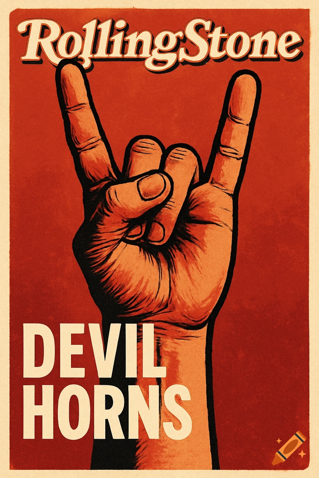 Illustration of a hand making the devil horns gesture, with ...