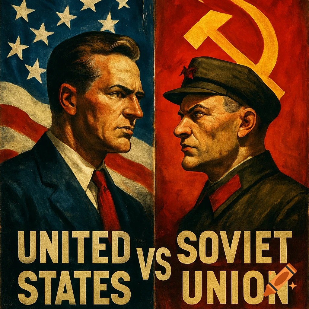 Propaganda poster depicting the United States and Soviet Union with ...