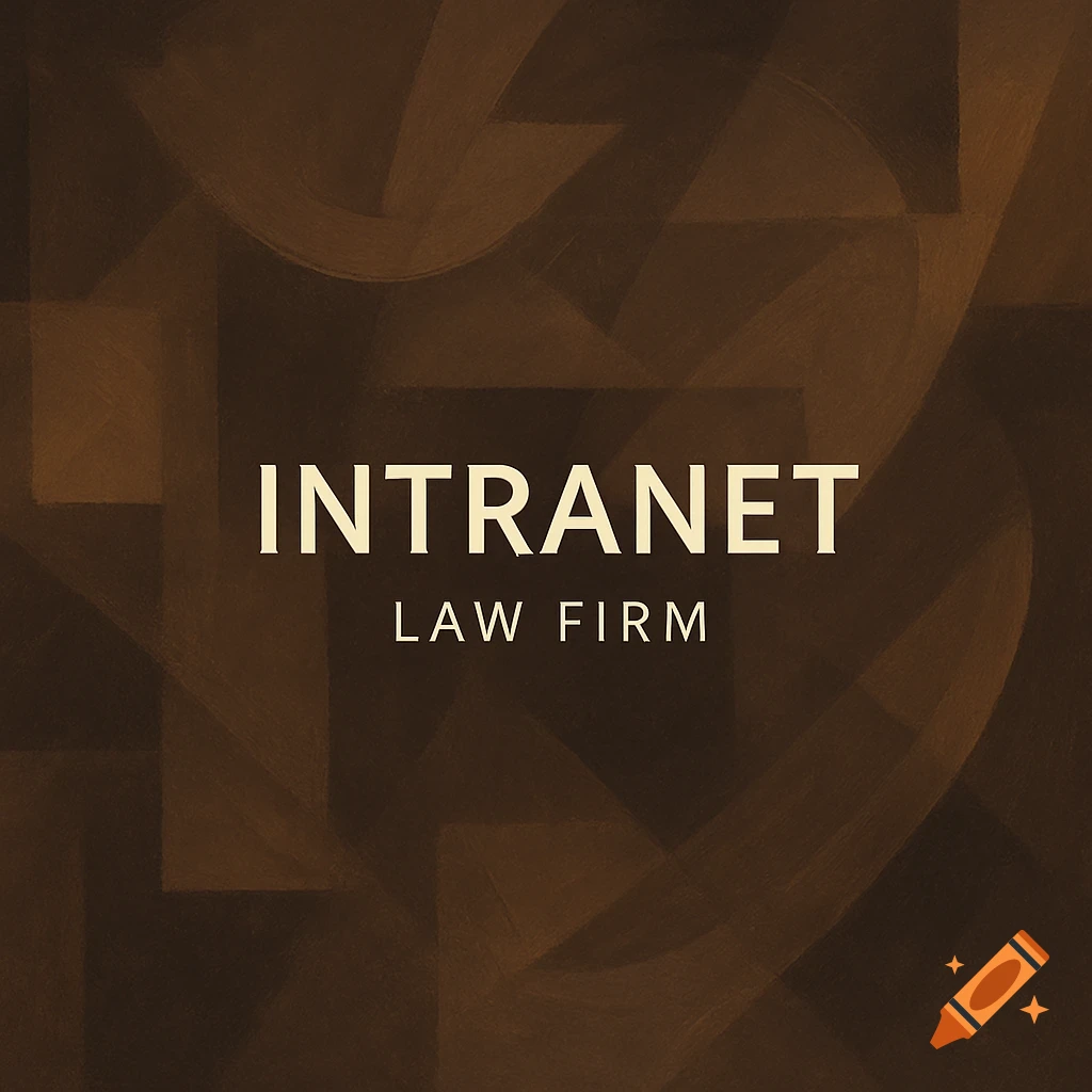 Abstract brown banner with text INTRANET LAW FIRM on Craiyon