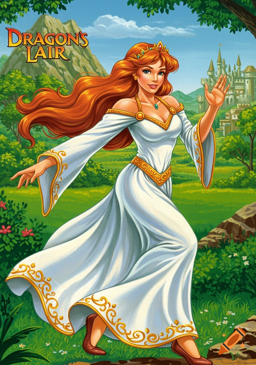Animation style illustration of Princess Daphne from Dragon's Lair ...