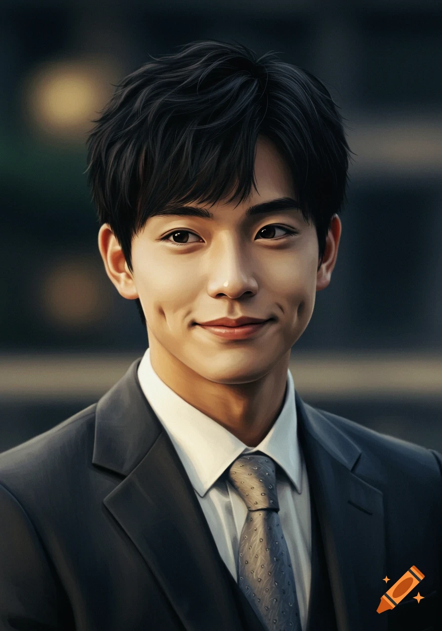 A smiling young man with dimples in a suit. on Craiyon