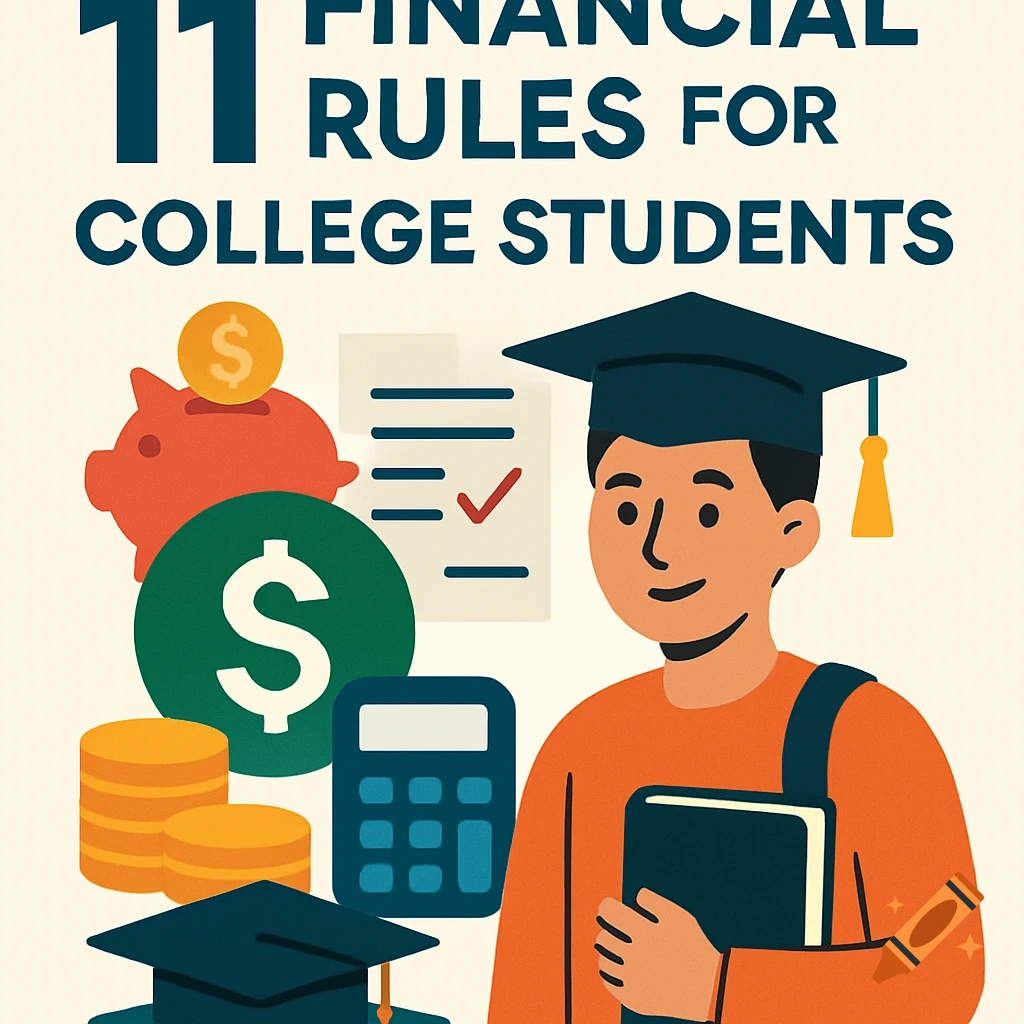 Illustration of college student with graduation cap, piggy bank, coins ...