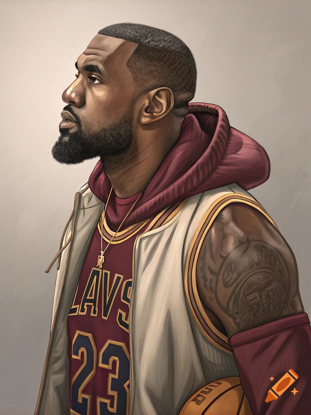 Digital portrait of a man resembling Kanye West and LeBron James in a ...