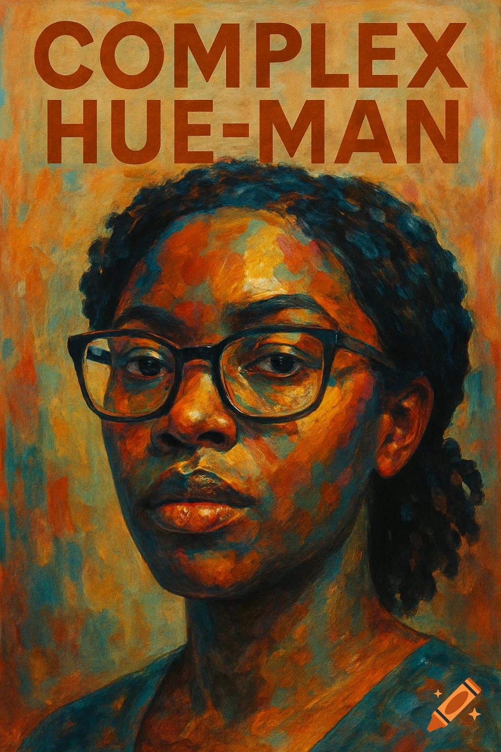 Painted portrait of a black woman with glasses, with the text 'COMPLEX ...