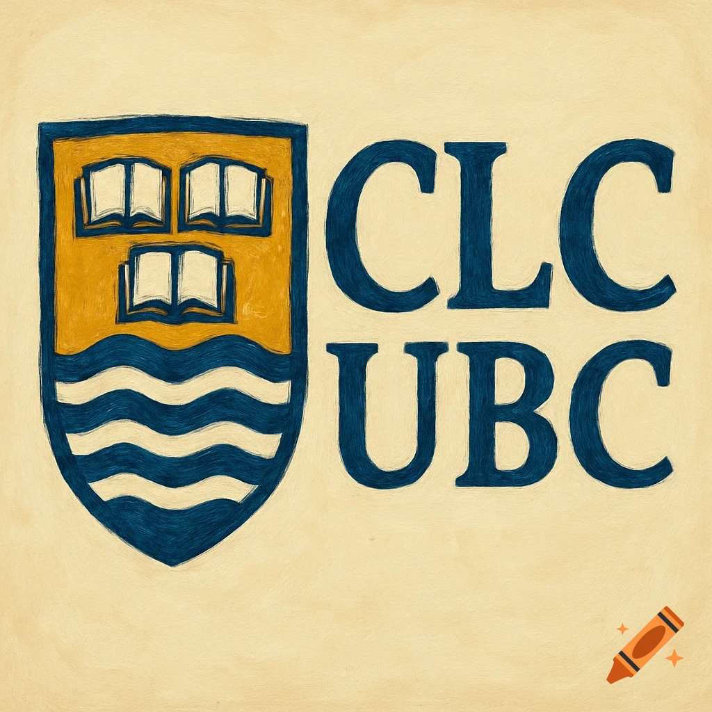 Logo for CLC UBC with a shield depicting books and waves, in an ...