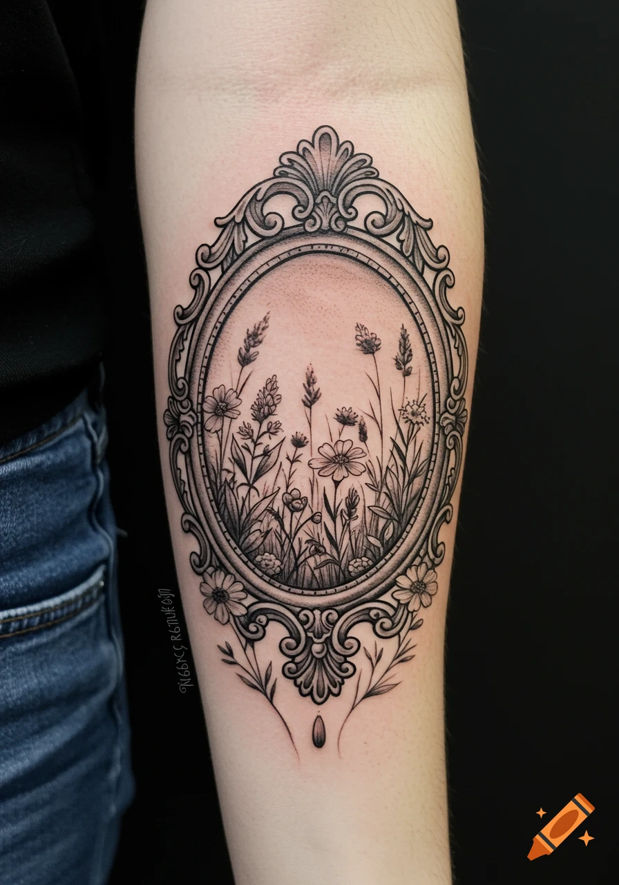 Traditional Oval Frame Tattoo