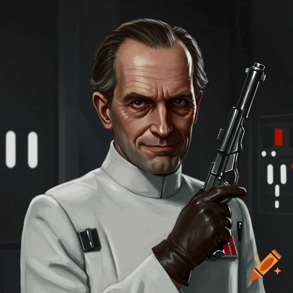 Illustration of Star Wars character Director Krennic holding a blaster ...