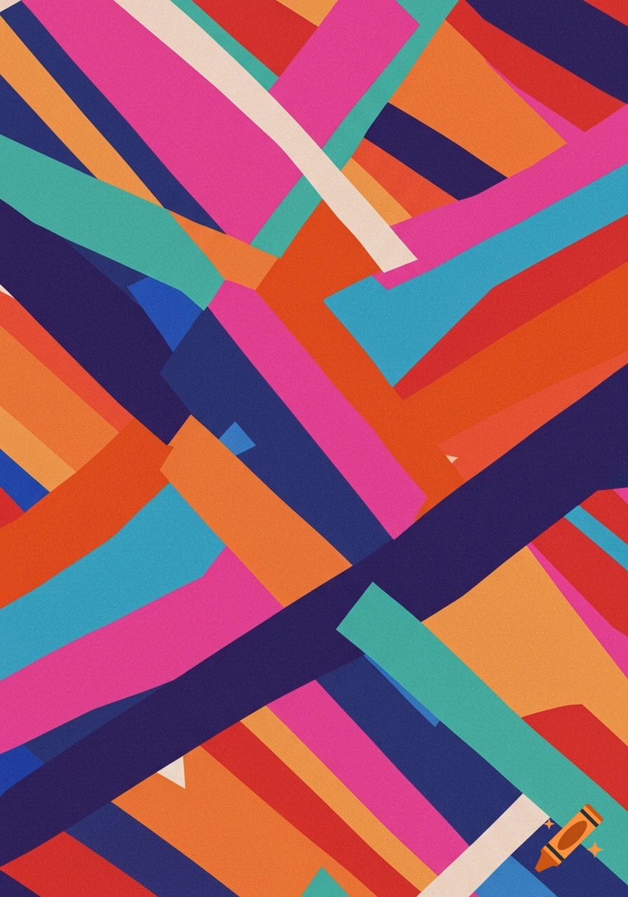 A colorful abstract pattern of intersecting geometric shapes. on Craiyon