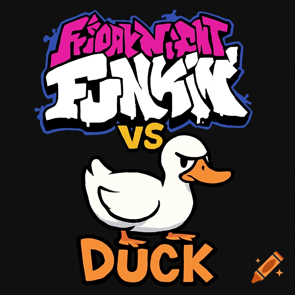 Logo for Friday Night Funkin' VS Duck, with stylized text and a cartoon ...