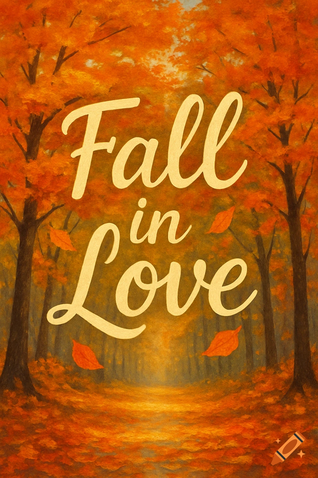 Artistic depiction of a forest scene in autumn colors with the words ...