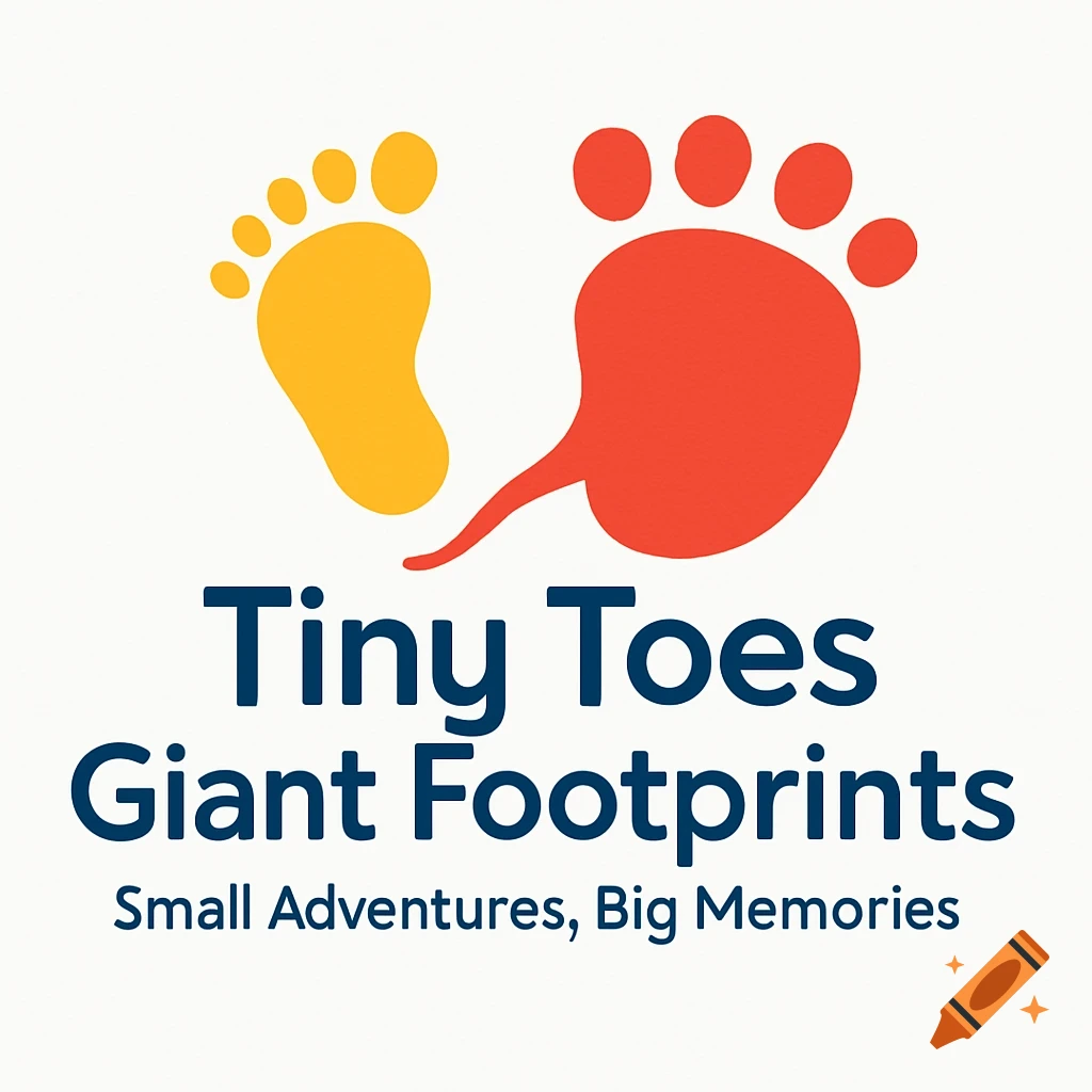 Logo with a yellow baby footprint and a red hippo footprint above the ...