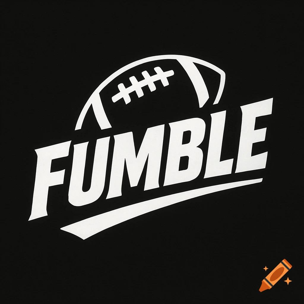 Logo with the word "FUMBLE" and a football above it. on Craiyon