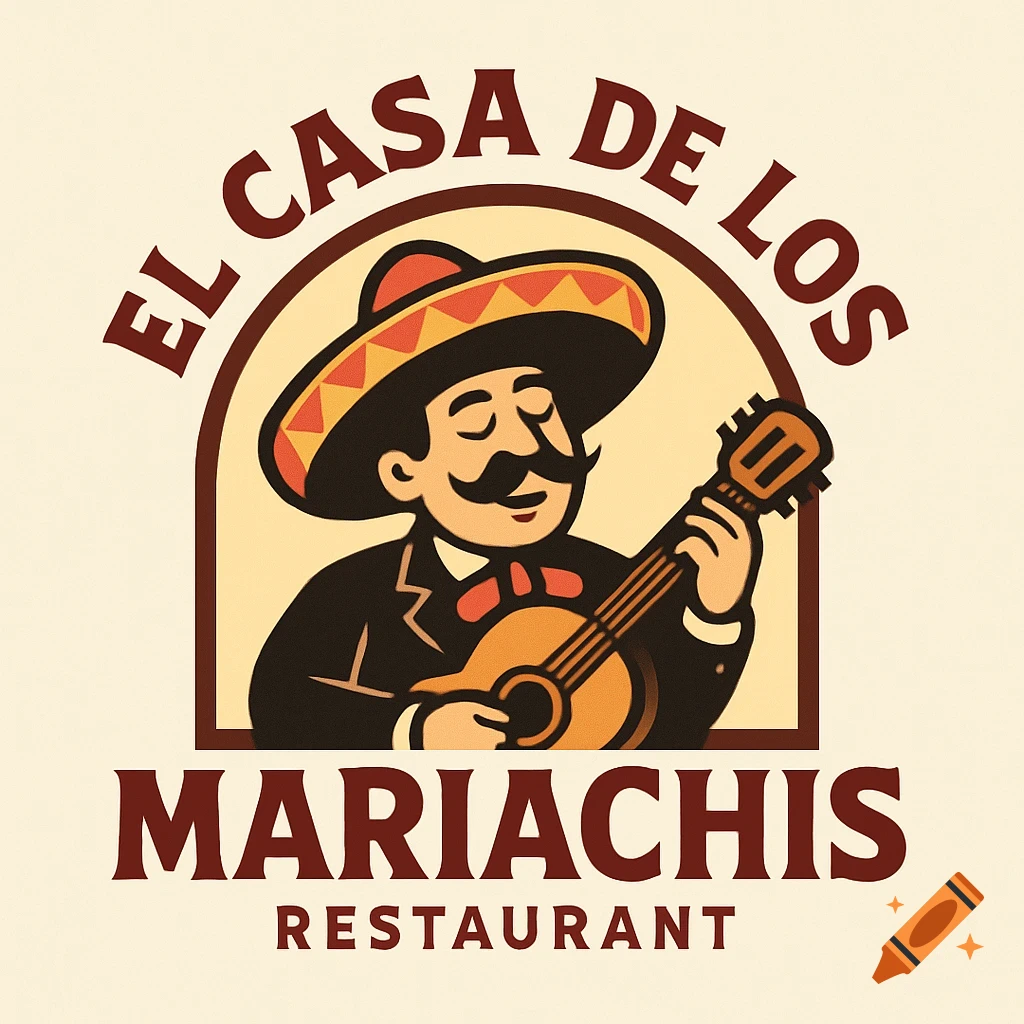 Logo for El Casa De Los Mariachis Restaurant featuring a mariachi man ...