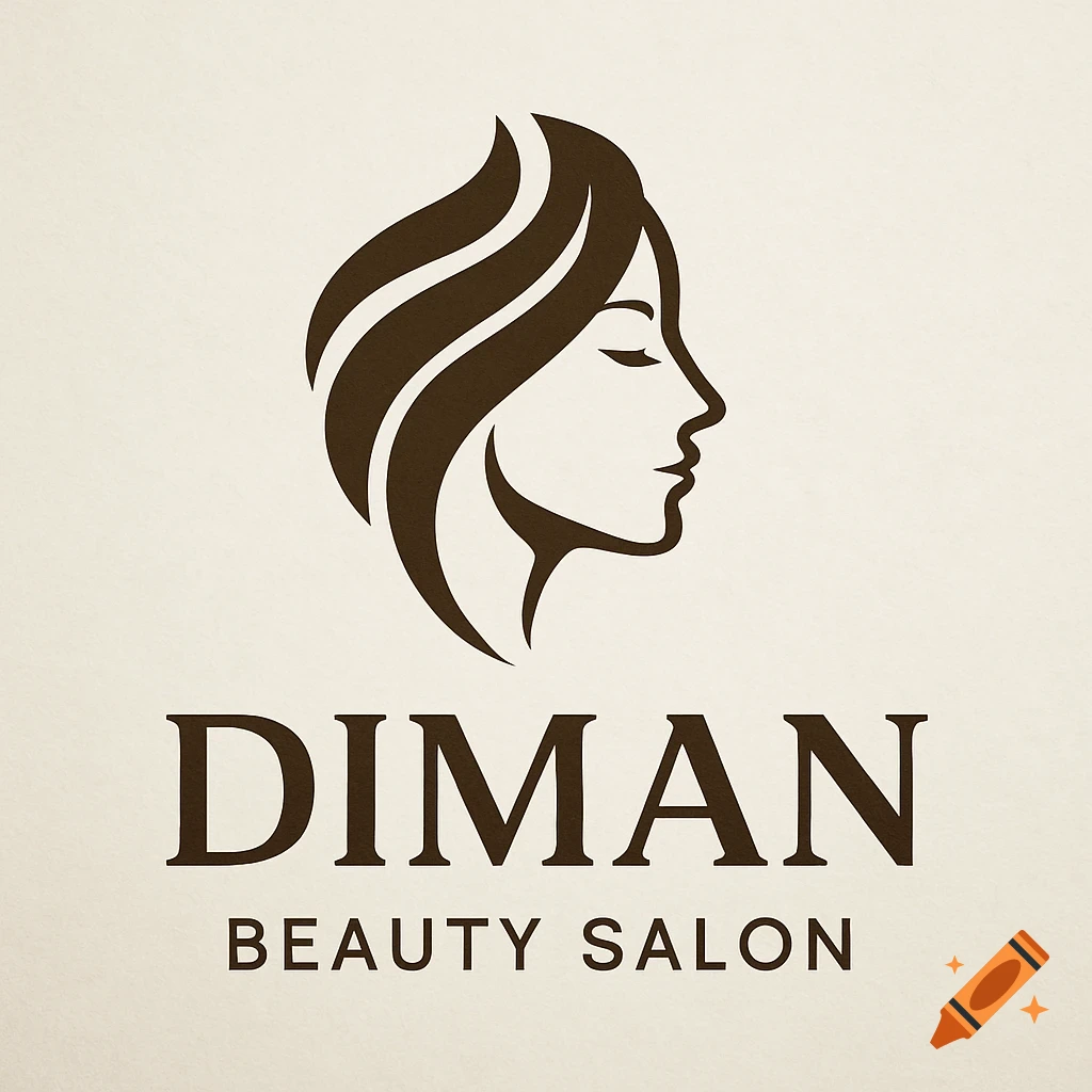 Minimalist logo for Diman Beauty Salon featuring a woman's profile ...