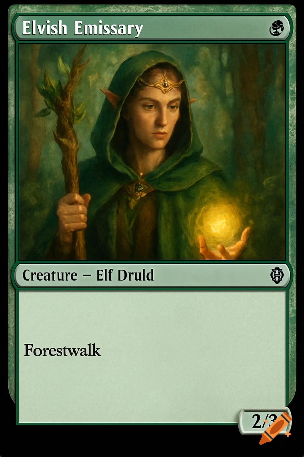 Fantasy illustration of an elf druid with a glowing orb and staff ...