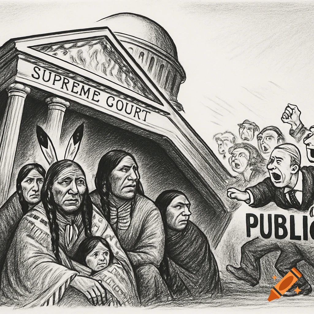 Sketch of Native Americans in front of the Supreme Court building ...