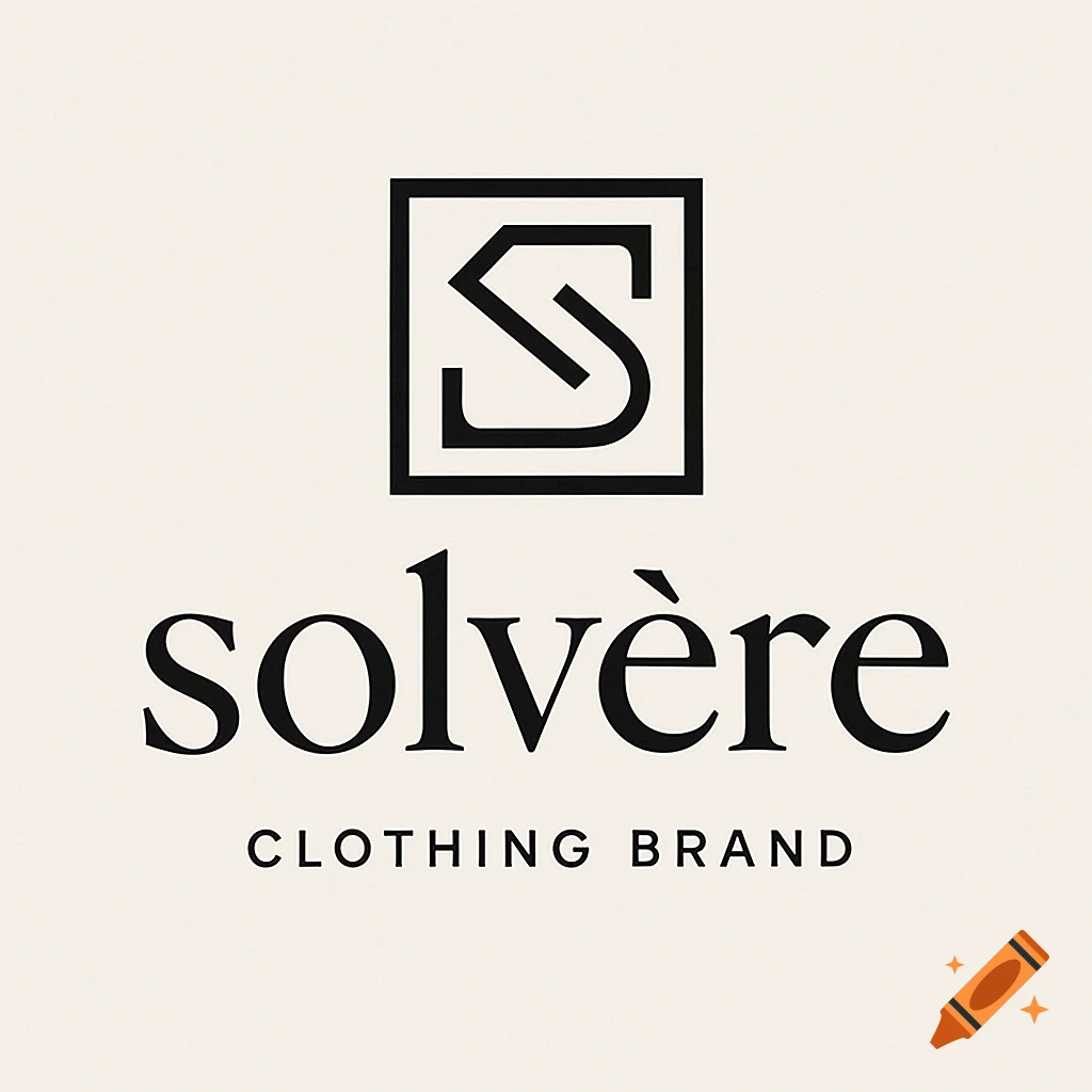 Black and white logo with a stylized S in a square frame and the text 'solvère CLOTHING BRAND ...