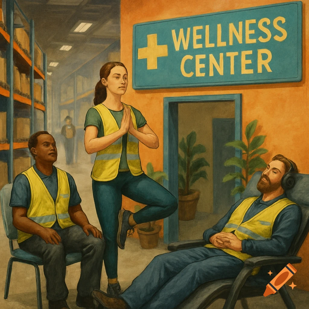 People doing wellness activities in a warehouse wellness center ...