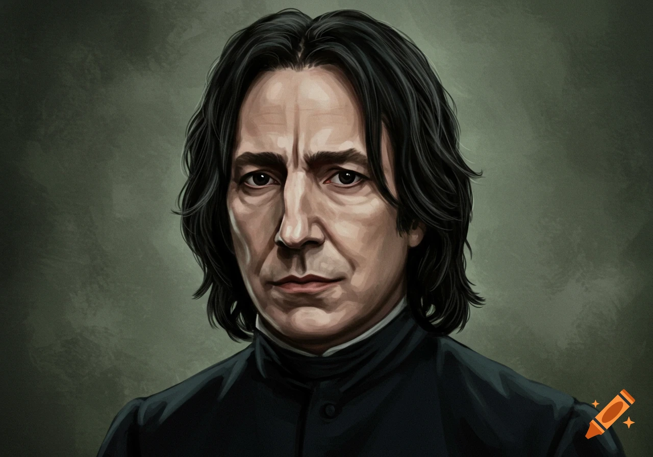 A painted portrait of Severus Snape on Craiyon