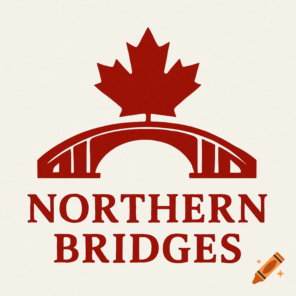 Red logo with bridge, maple leaf, and 'NORTHERN BRIDGES' text on Craiyon