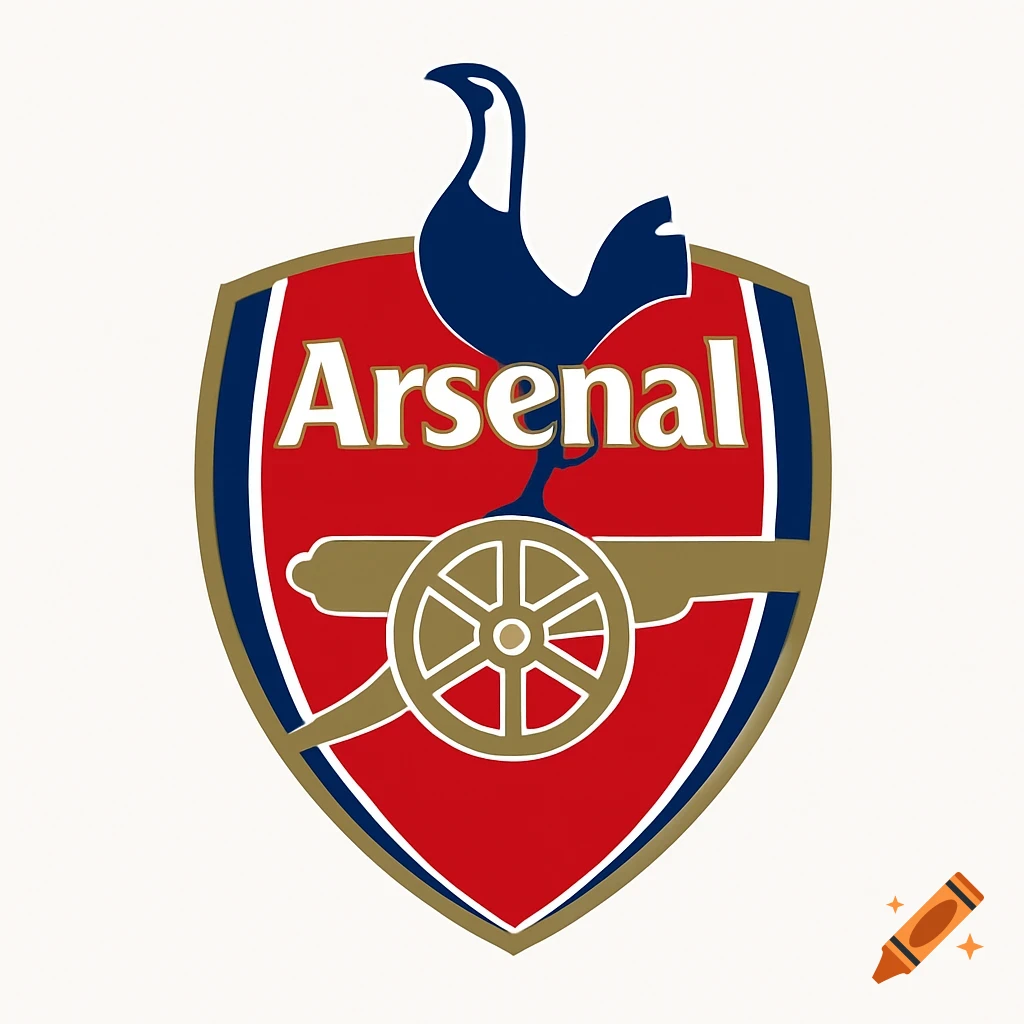 A logo combining the Arsenal shield with the Tottenham Hotspur cockerel ...