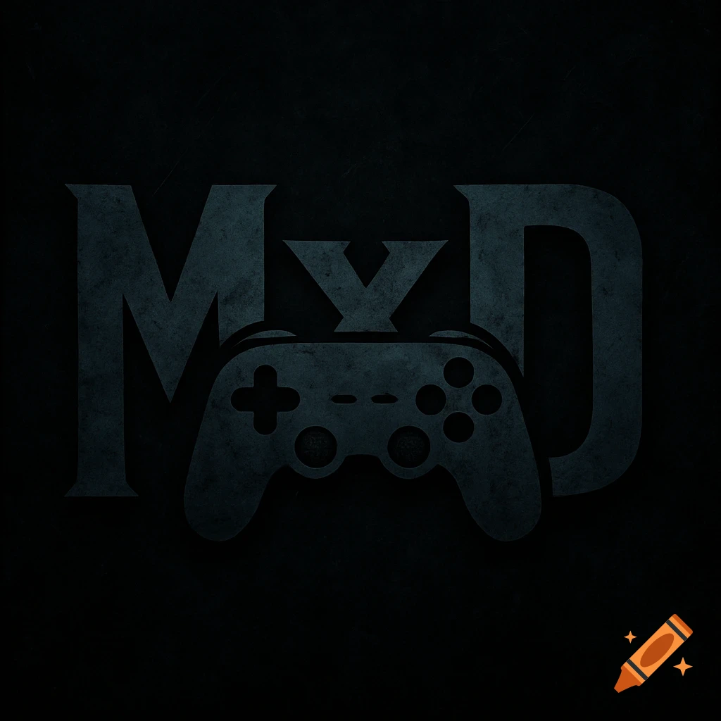 Dark logo with MxD letters and a gaming controller silhouette. on Craiyon