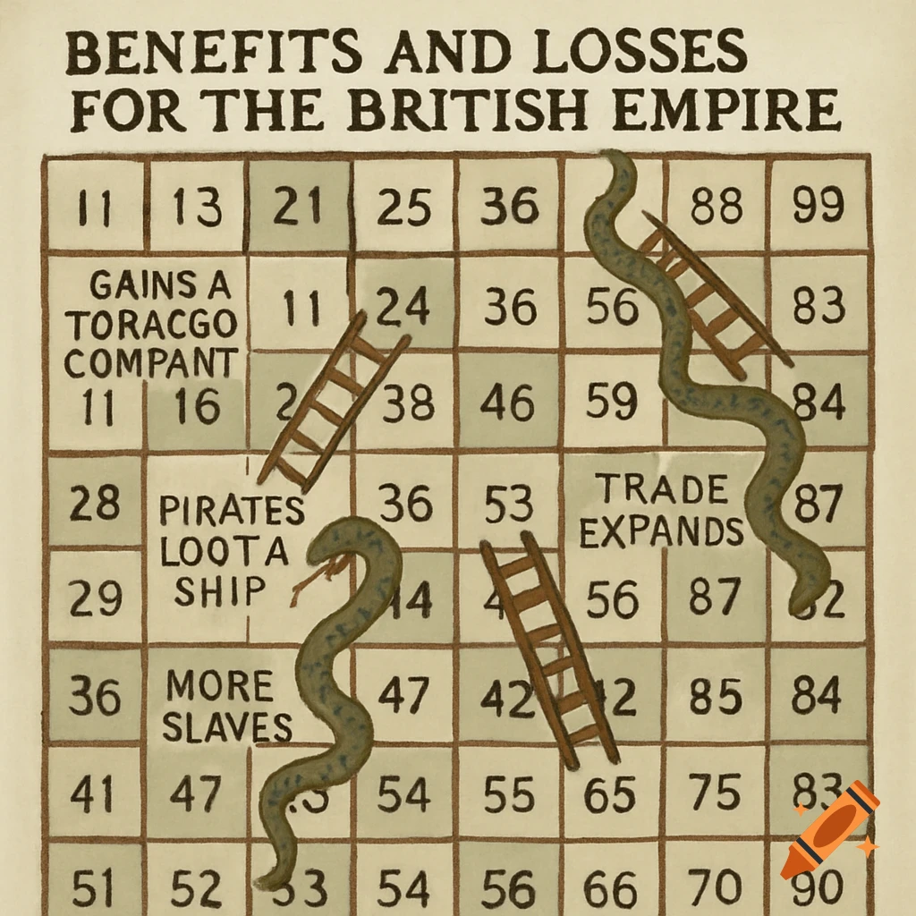 A Snakes and Ladders style board game grid with numbers, snakes ...