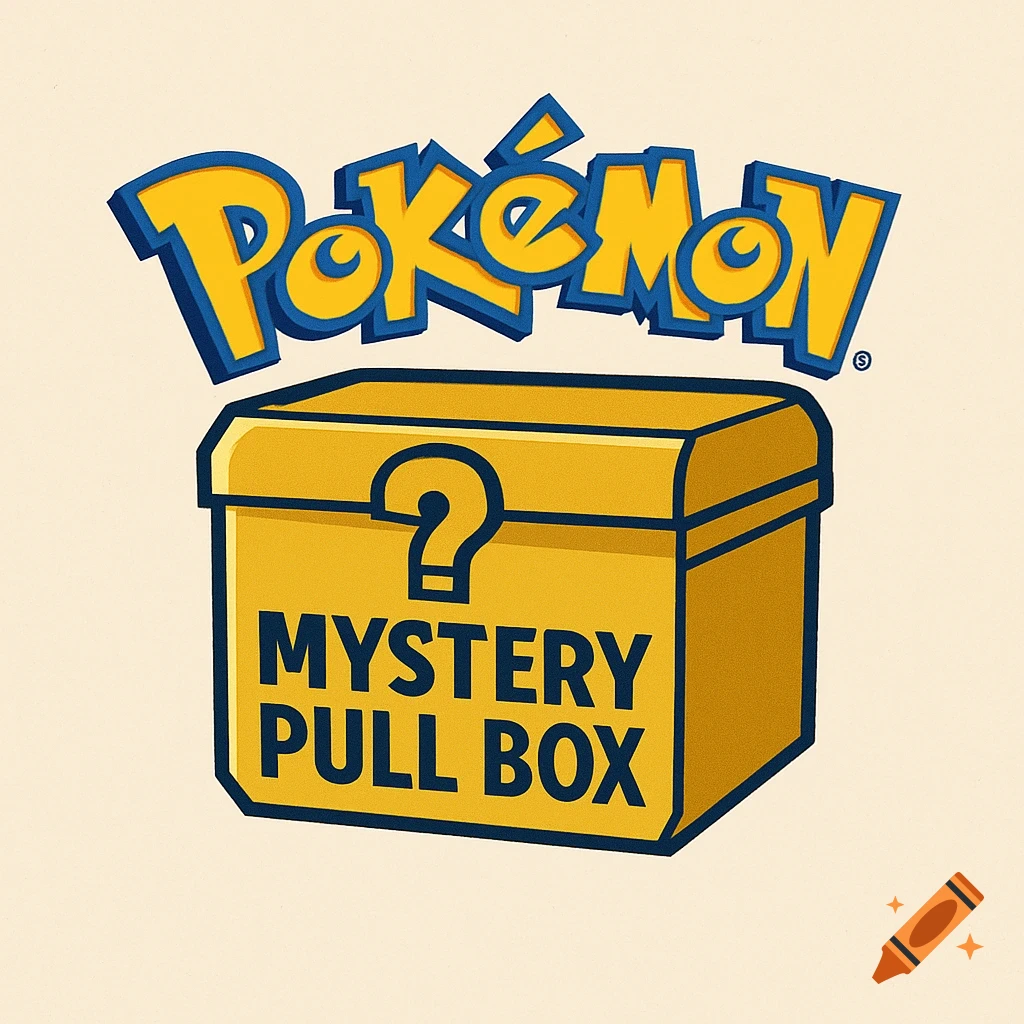 Pokemon logo above a yellow box with a question mark and "Mystery Pull ...
