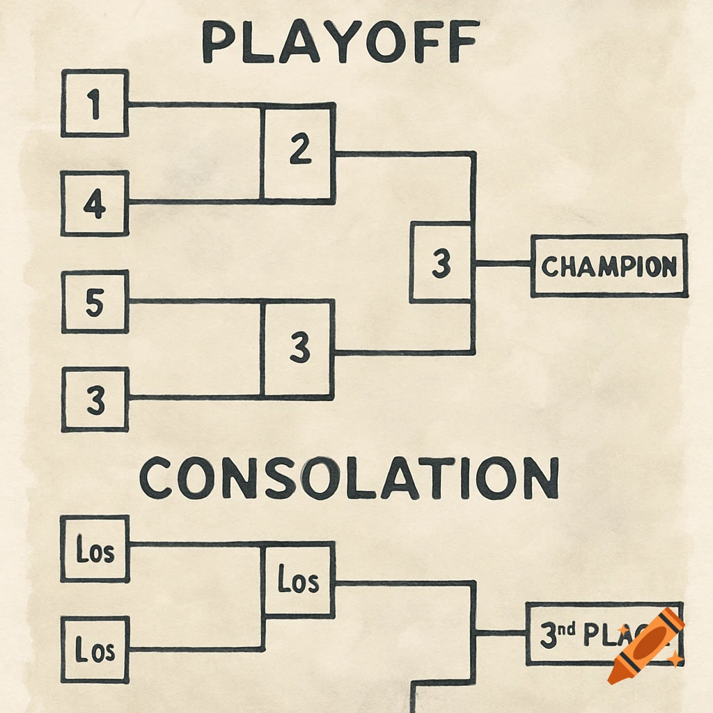 Hand-drawn style diagram showing a playoff bracket and a consolation ...